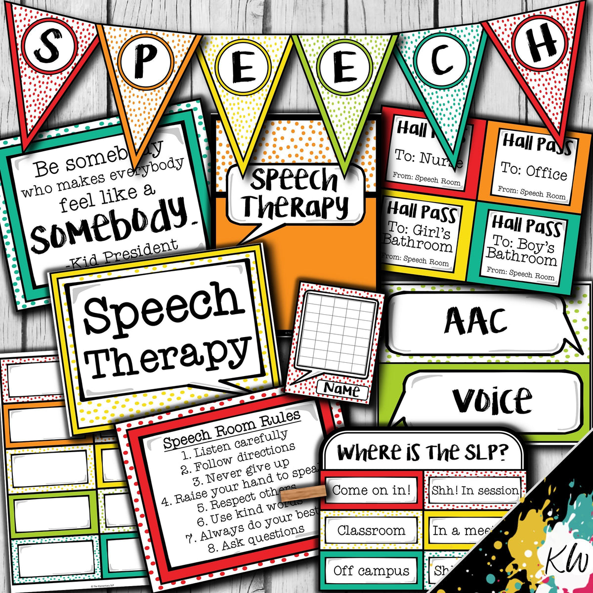 Speech Therapy Decor: Confetti Speech Room Decor – The Elementary SLP